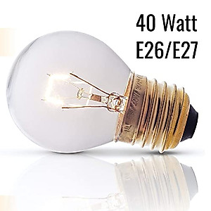 Oven Light Bulbs – 40 Watt Appliance Replacement Bulbs for Oven, Stove, Refrigerator, Microwave. Incandescent - High Temp G45 E26/E27 Socket. Standard Lead-Free Base - 400 Lumens - Clear.2 Pack