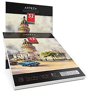 ARTEZA Watercolor Paper, Pack of 2, 32 Sheets Each, 11x14 Inches Watercolor Sketchbook, 140lb/300gsm, Cold Press, Acid Free Art Paper