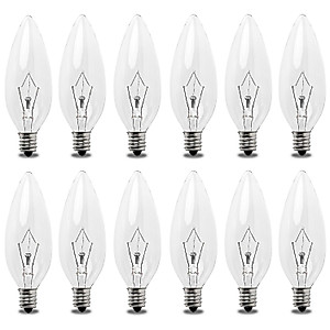 Seentech 12 Pack 25W 120V E12 Base B10 CTC Incandescent Light Bulbs, Transparent Candle Light Bulbs Perfect for Chandeliers, Ceiling Fan Lights, Pendants, Fireplace, Dimmable, Warm White 2700K