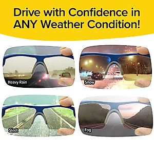 BattleVision Storm Glare-Reduction Glasses by BulbHead, See Clearly During Bad Weather Day or Night, Great for ALL Weather Conditions, Optimize Light & Block Blue Rays, Unisex Design, 2 Pairs