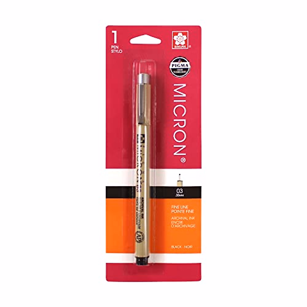 Sakura 30381 Pigma Micron Blister Card 03 Ink Pen, 0.35-mm, Black