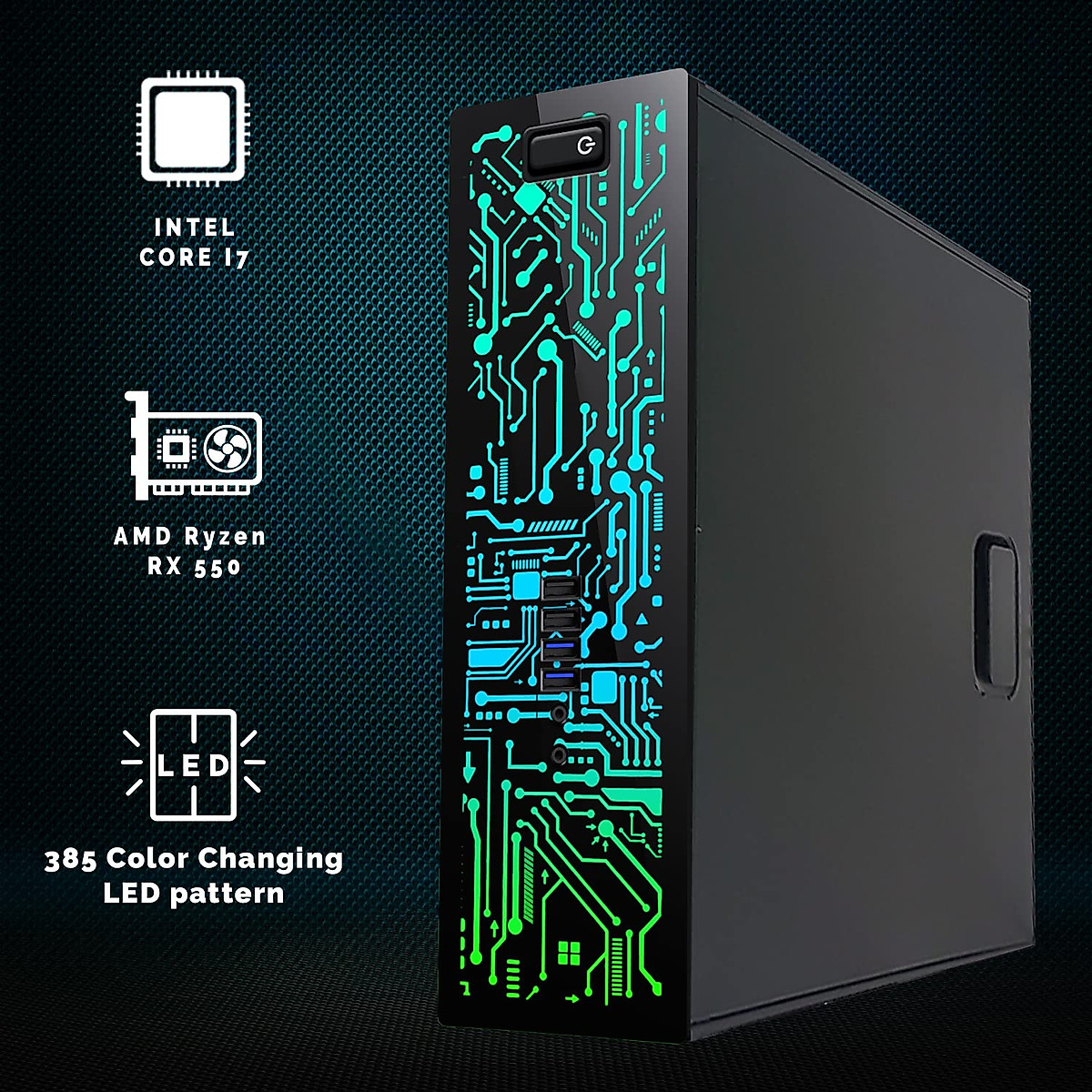 TechMagnet Gaming Desktop PC, Intel Core i7-4770 Zeus, RX 550 Graphics, 16GB RAM, 240GB SSD, MTG New 27 Inch Dual Monitor, RGB Keyboard Mouse, RGB Headphone, Webcam, Win 10 Pro (Renewed)
