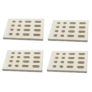 Hongso 7 1/16" CRB65504 (4-Pk) Universal Replacement Heat Plate Flame Tamer, Ceramic Brick Flame Tamer, Ceramic Radiant Replacement for BARBEQUES Galore Grand Turbo