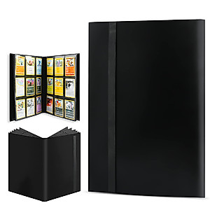 RHOTALL Card Binder for Trading Card Collection Binder, 9 Pockets Black Card Album Holder, High Qulity Card Folder for Football, Baseball, Game, Photocard - Side Loding Card Binder