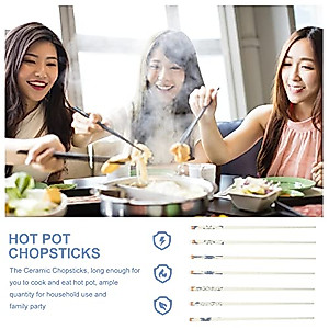 Luxshiny Metal Chopsticks Ceramic Chopsticks 4Pairs Square Japanese Style Non- Slip Cooking Serving Chopsticks Reusable Sushi Chopsticks Kitchen Supplies for Restaurant Home Use Japanese Decor