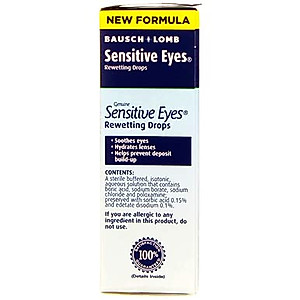 Bausch & Lomb Sensitive Eyes Rewetting Drops 1 oz (Pack of 6)