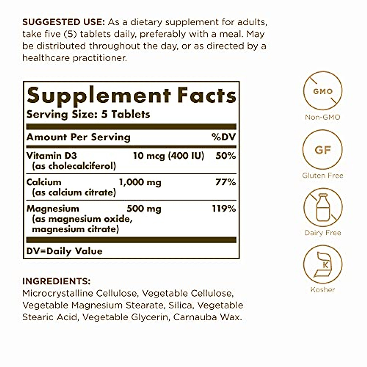 Solgar Calcium Magnesium with Vitamin D3 - 150 Tablets, Pack of 2 - Promotes Healthy Bones, Supports Nerve & Muscle Function - Non-GMO, Gluten Free, Kosher - 60 Total Servings