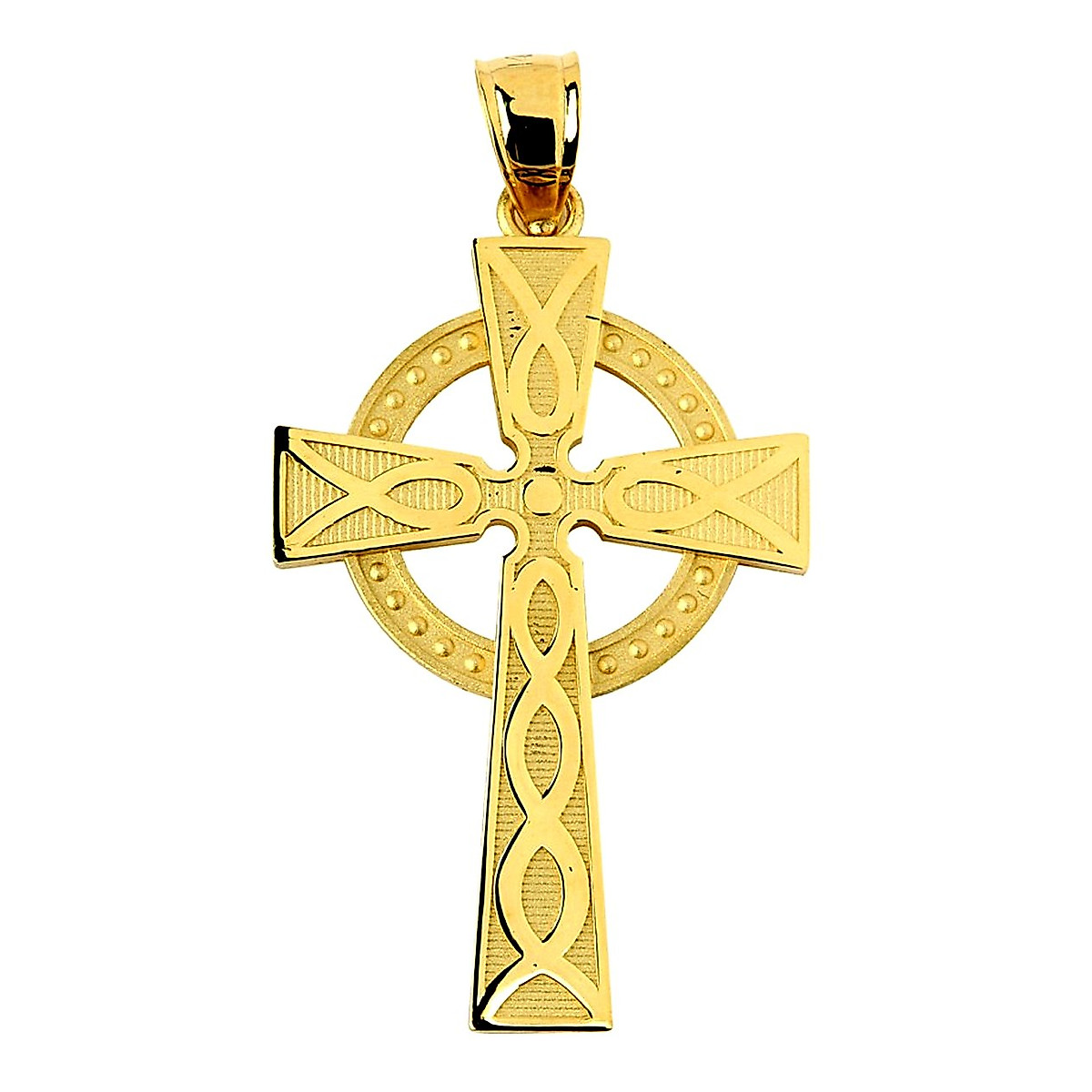 14K Yellow Gold Celtic Cross Charm Pendant