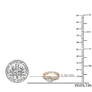Dazzlingrock Collection 0.33 Carat (ctw) Round White Diamond Ladies Bridal Engagement Ring Set 1/3 CT, 14K Rose Gold, Size 10
