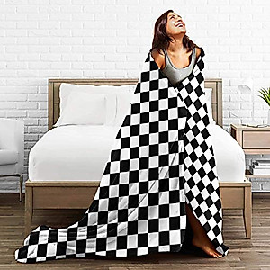 JASMODER Fall Throw Blanket Black White Race Checkered Flag Soft Microfiber Lightweight Cozy Warm Blankets & Throws for Couch Bedroom Living Room