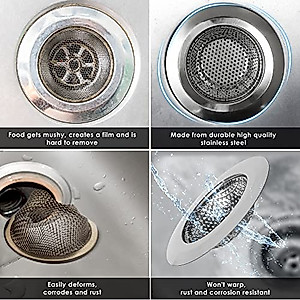 Kitchen Sink Strainer - Food Catcher for Most Sink Drains - Rust Free Stainless Steel - 2 Pack - 4.5 Inch Diameter