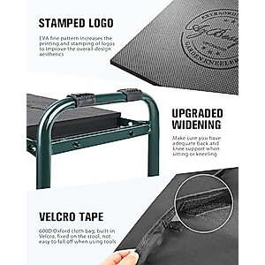 Garden Kneeler and Seat Heavy Duty, Foldable Gardening Stool - 2024 Upgraded Widened to 10" Stable Wear-resistant Prevent Knee and Back Pain, Beautiful Logo high-end 2 Large Tool Bags Gift for Women