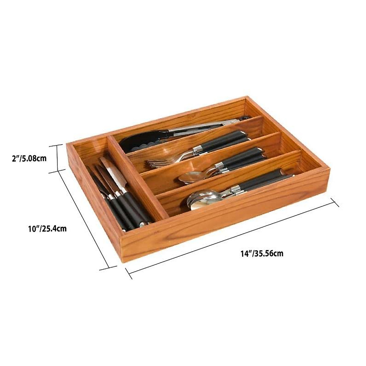 Flatware and Kitchen Utensils Drawer Organizer, Kitchen Flatware Organizer with 5 Storage Compartments
