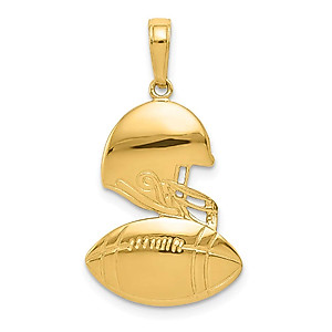 Solid 14k Yellow Gold Football Pendant Charm - 27mm x 15mm