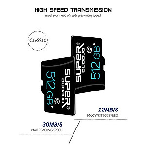 512GB Micro SD Card Class 10 Memory Card Fast Speed TF Card for Android Smartphone,Digital Camera,Tablet,Surveillance and Drone