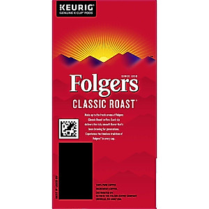 Folgers Classic Roast Coffee, Medium Roast Coffee, K Cup Pods for Keurig Coffee Makers, 72 Count, 18 Count (Pack of 4)