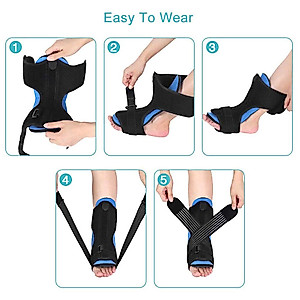 MHKGIOA Plantar Fasciitis Night Splint - Foot Drop Brace Splint with Spiky Massage Ball for Ankle Sprain,Achilles Tendinitis & Pain Relief