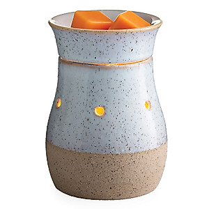 CANDLE WARMERS ETC. Midsized Illumination Fragrance Warmer- Light-Up Warmer for Warming Scented Candle Wax Melts and Tarts or Fragrance Oils to Freshen Smaller Rooms, Rustic White Pottery