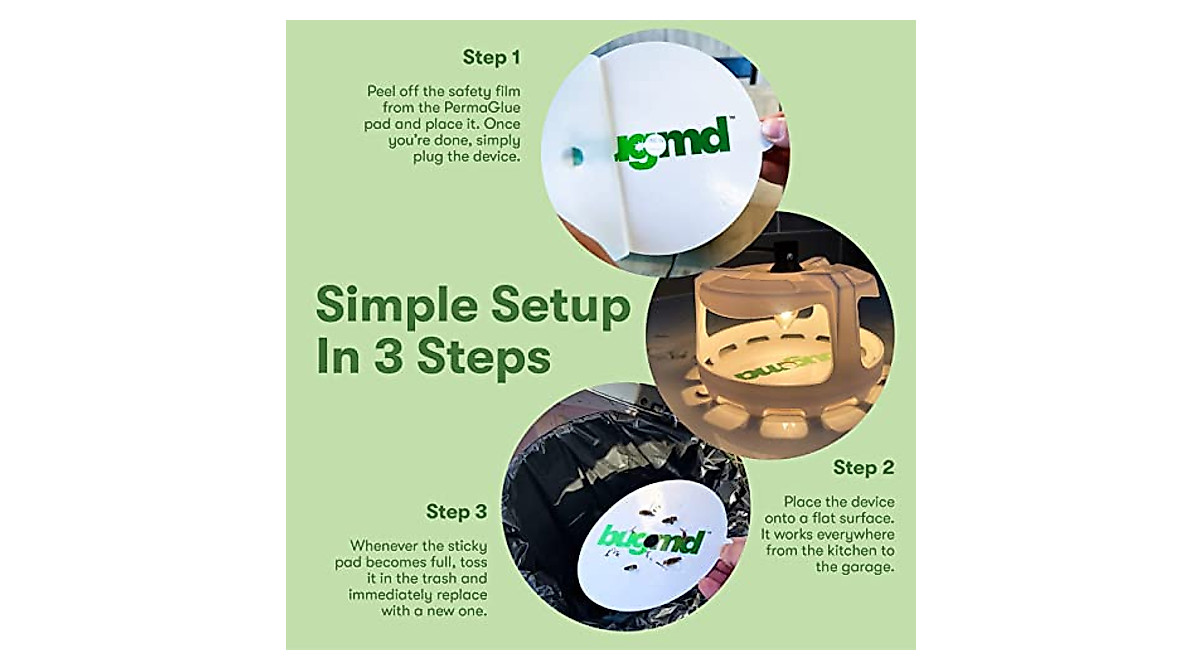 BugMD Termination Station Pest Trapper - Flea Trap with Light and ...