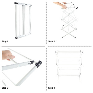 Lavish Home Clothes Drying Rack - Collapsible and Compact for Indoor/Outdoor Use - Portable Rack for Hanging and Air-Drying Laundry (White)