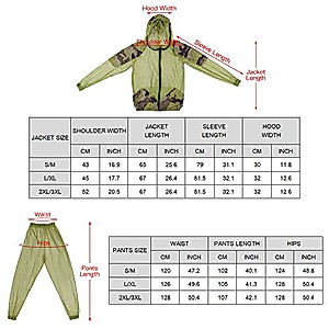 Lixada Outdoor Net Clothing Suit with Jacket Hood,Pants Net,Leg Gaiter and Gloves,Protective Whole Body Jacket Ultra-fine Mesh for Outdoor Fishing Hiking Camping Gardening
