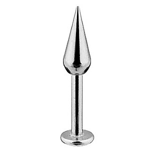 TheCheshireCat (1 piece) 16g Straight Flat Back Barbell With 12mm LONG SPIKE LABRET Ring Surgical Steel (surgical steel) (T/L/16/S)