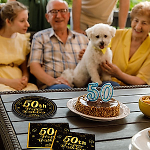 KHAIVI 50th Birthday Decorations Men Women-20 Dessert Plates and 20 Napkins for 50th Birthday 50th Anniversary,Severs 20 Guests