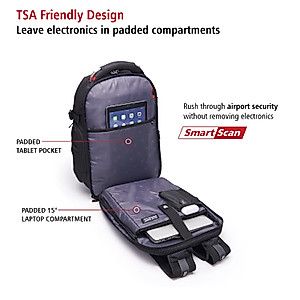 Swiss Eagle TSA-friendly SmartScan Laptop Backpack with USB Port and Shoe Compartment designed to fit 15-inch Notebook
