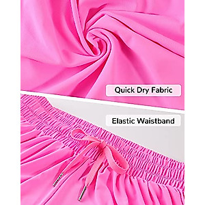 BOOPH Girls Flowy Shorts Athletic Butterfly Shorts Girls with Inner Pockets for Running Tennis Rose Red 13-14Y