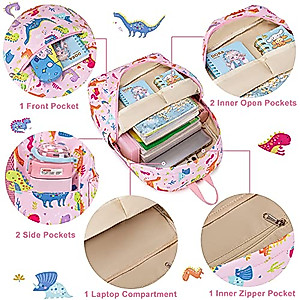 CAMTOP Kids Backpack for Girls School Bookbag with Lunch Box Set for Preschool Kindergarten Elementary (Colorful-Dinosaur)
