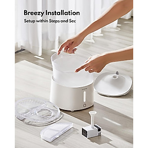 Silent Cat Water Fountain, HomeRunPet Pet Fountain with Wireless-Pump, Small-Dog Water Dispenser, Dual Mode, Quick Assembly & Easy-Clean, Filters Included, 68 oz/2L