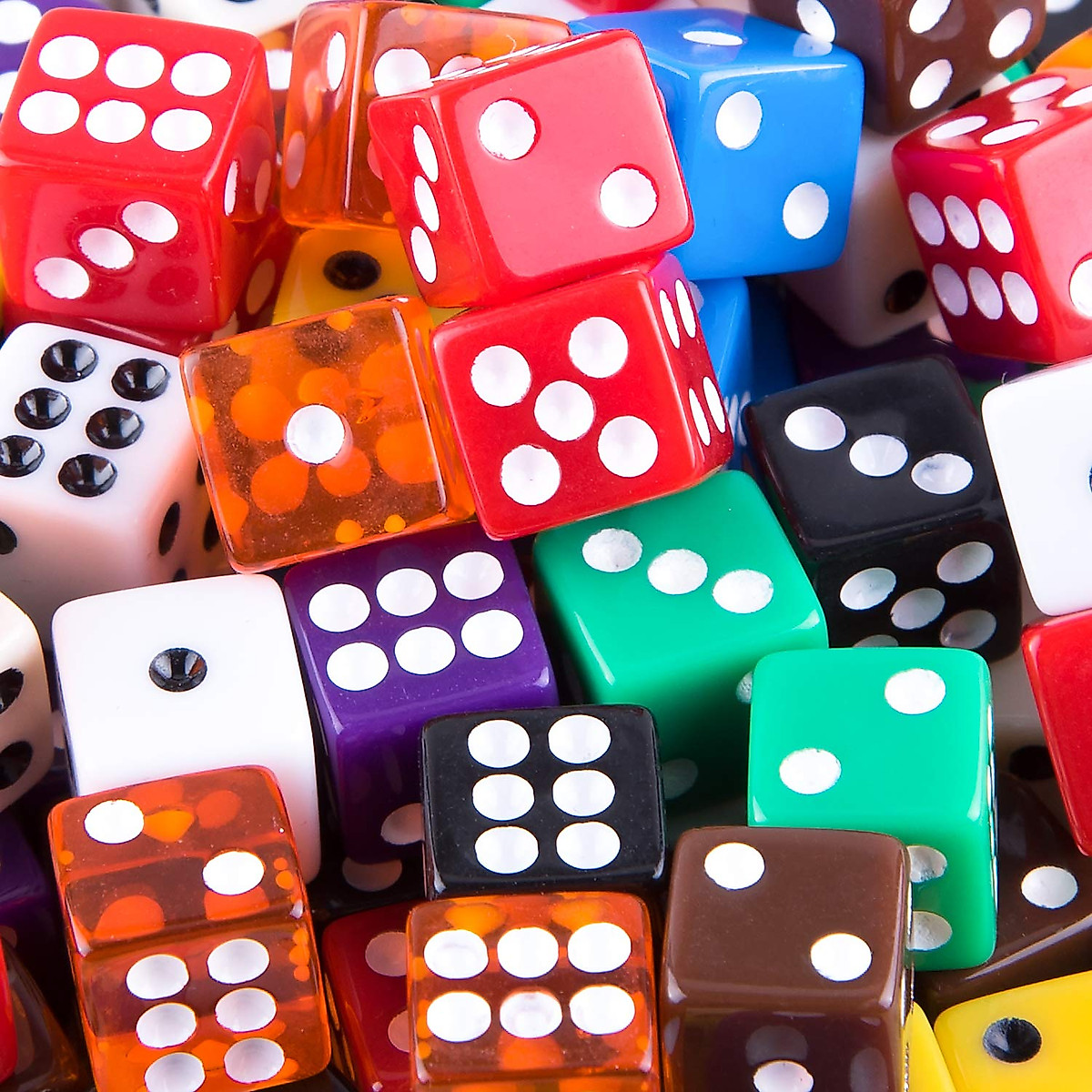 AUSTOR 100 Pieces 12mm Dices 6 Sided Game Dice Set Square Corner Dice with a Drawstring Pouch