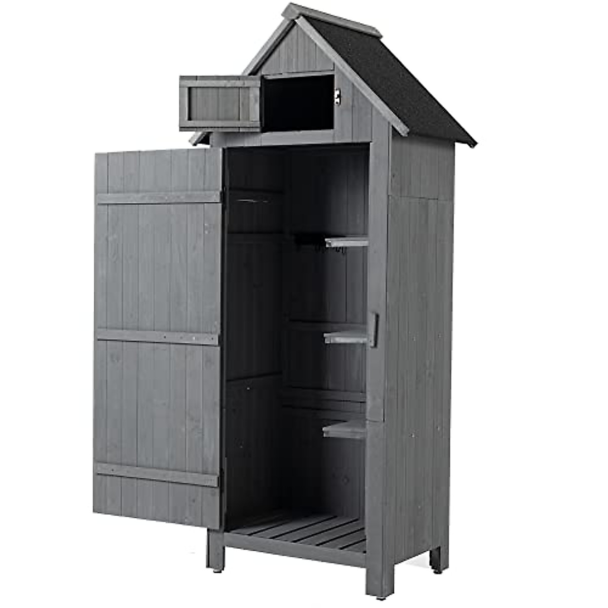 Outdoor Storage Cabinet Tool Shed Wooden Garden Shed (Gray)