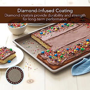 Good Cook 5511 Aluminized Steel, Diamond-Infused Non-Stick Coated Textured Bakeware, Half Sheet, champagne pewter