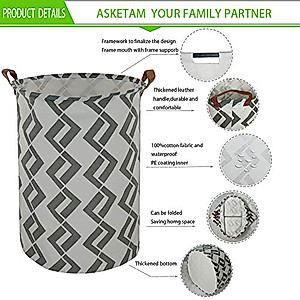 ASKETAM Fabric Laundry Basket Canvas Laundry Hamper for Dirty Clothes Toy Organizer Kid Nursery Room Decor Basket(Double seven)