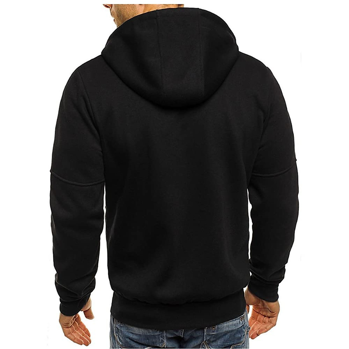 Kroivil Men Hoodies Casual Hoodies for Men with Zip Pockets Full Zip Long Sleeve Sweatshirt Sports Hooded Jacket Black