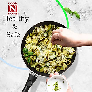 Cook N Home Basics Nonstick Saute Skillet Fry Pan 3-Piece Set, 8 inch/9.5-Inch/11-inch, Black