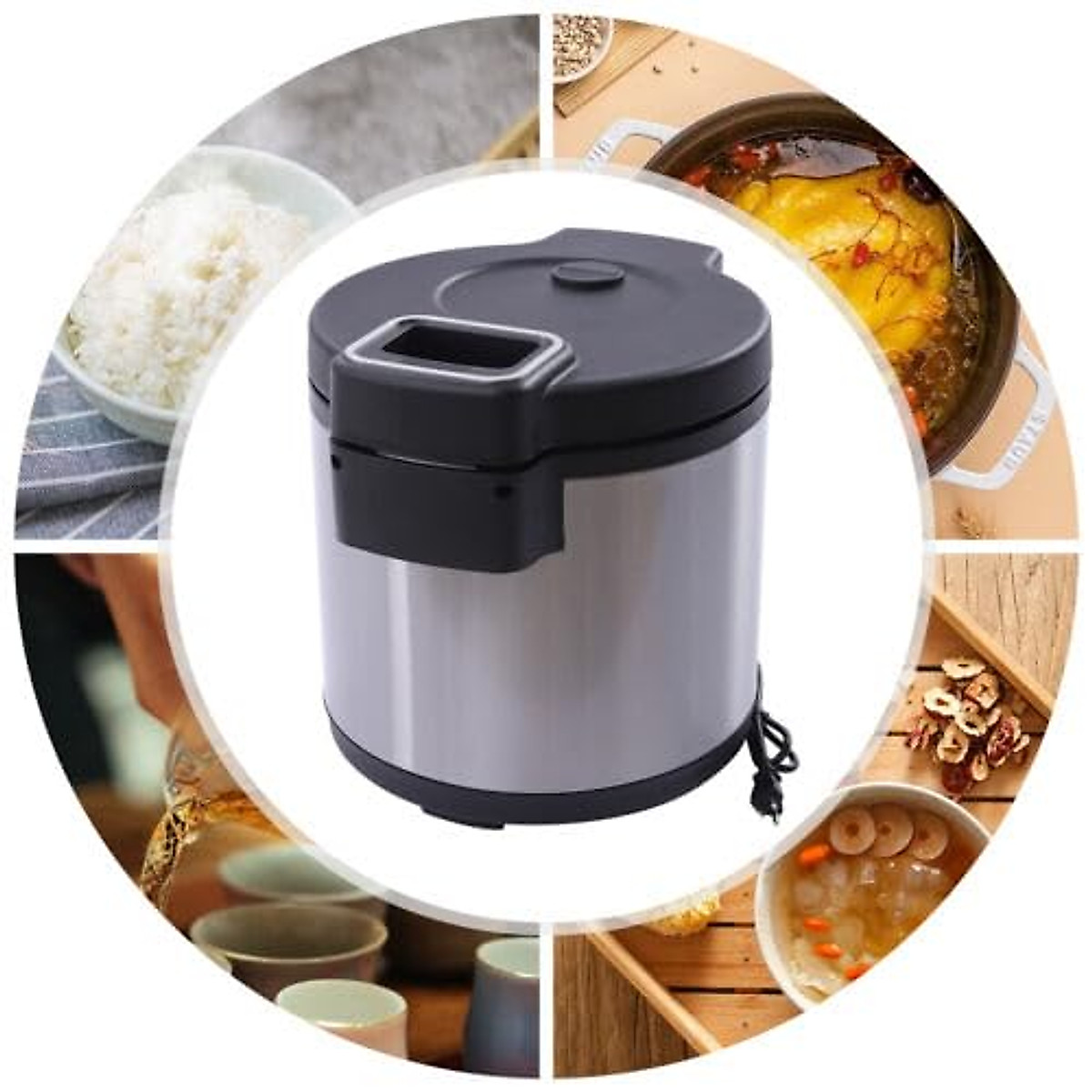 Commercial Rice Warmer, 20QT Portable Stainless Steel Heating Non-Stick Inner Pot Rice Heater, Dual Temperature Control Design, Makes Soups, Stews, Grains, Cereals, for Restaurant Party Family