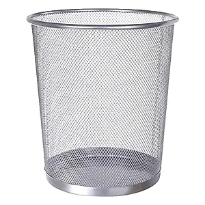 Metal Wastebasket, Mesh Trash Can Round Garbage Bin with Open Top for Home Office, 9.06 x 10.24 x 7.28