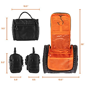 Fitdom Tactical Hanging Toiletry Bag Dopp Kit For Men & Women. Perfect For Travel & Storage for Cosmetic, Clipper, Toothbrush, Shower, Shaving & Grooming Care. Best Overnight Toiletries Organizer Case