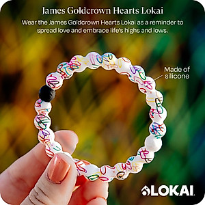 Lokai Silicone Beaded Bracelet for Women & Men, Artist Collection - James Goldcrown Hearts, (Extra Large, 7.5 Inch Circumference) - Jewelry Fashion Silicone Bracelet Slides-On, Comfortable Fit