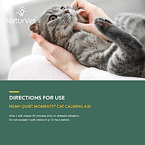 NaturVet Hemp Quiet Moments Plus Hemp Seed for Cats, 60 ct Soft Chews, Made in USA
