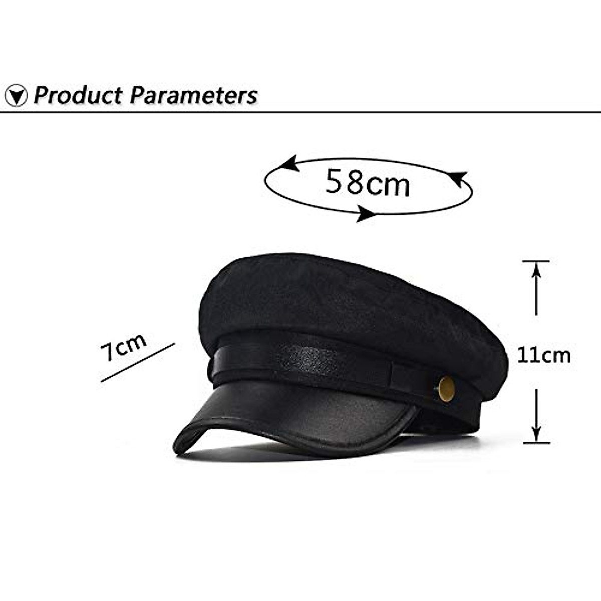 Classic Chauffeur Hat for Men Women Unisex Captain Sailor Hat Newsboy Cap Costume Hats (US, Alpha, One Size, Black)