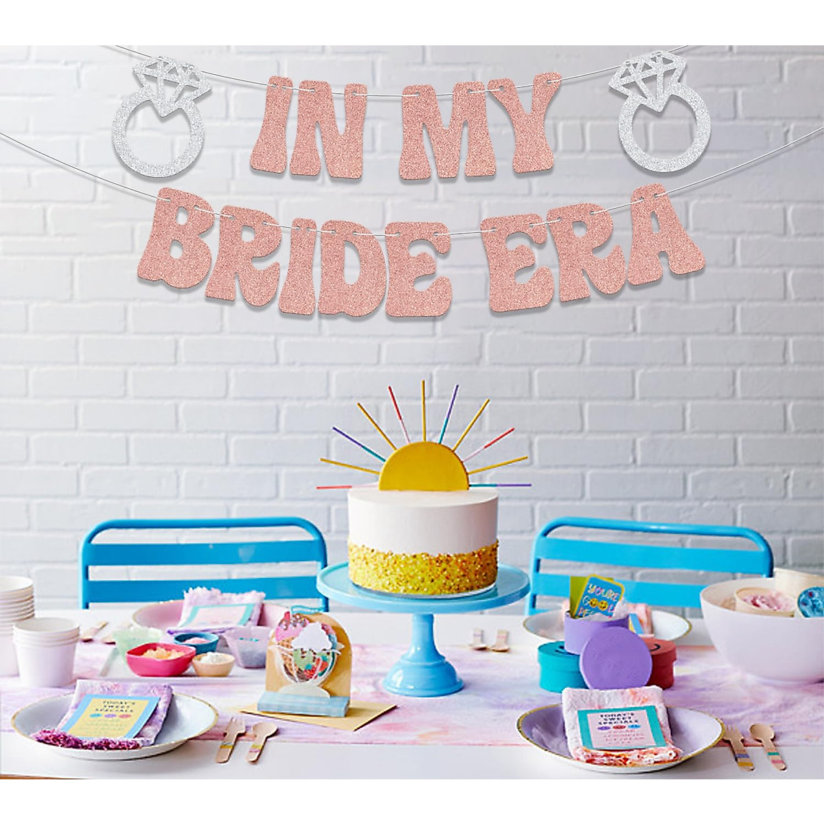 KEWUFD In My Bride Era Banner, Engagement Party Decorations, We're Engaged Banner For Bachelorette/Wedding/Bridal Shower Party Decor Supplies Rose Gold Glitter