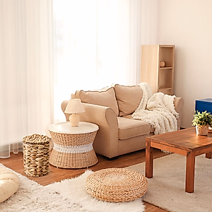 Ctosree 4 Pcs Small Wicker Trash Can Basket Woven Waste Basket with Lid Bathroom Boho Wastebasket Garbage Bin with 200 Pieces of Trash Bags for Bedroom Bathroom Office Garbage Living Room Kitchen