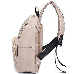 Kah&Kee Backpack Purse for Women Medium Size With Multi-Pocket Nylon Water-Resistant (Beige)