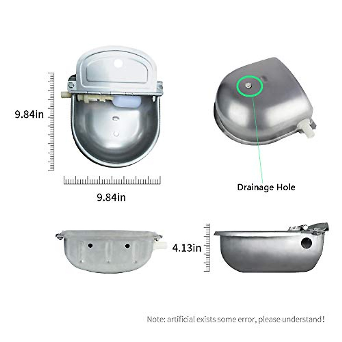 MODUODUO Automatic Waterer Horse Dog Water Bowl Kit Cattle Trough Livestock Pet Auto Watering Dispenser with Drainage Hole