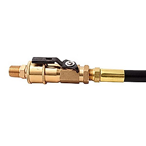 Flame King 1/4" RV Propane Quick Connect Adapter for Propane Hose, Propane or Natural Gas 1/4" Quick Connect or Disconnect Kit - Shutoff Valve & Full Flow Plug - 100% Solid Brass