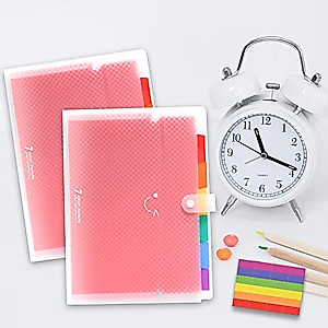 CLOUDIA 7 Pockets Expanding File Folders with Labels, Letter A4 Paper Organizer Folder, Accordion Document Organizer for School (Clear)
