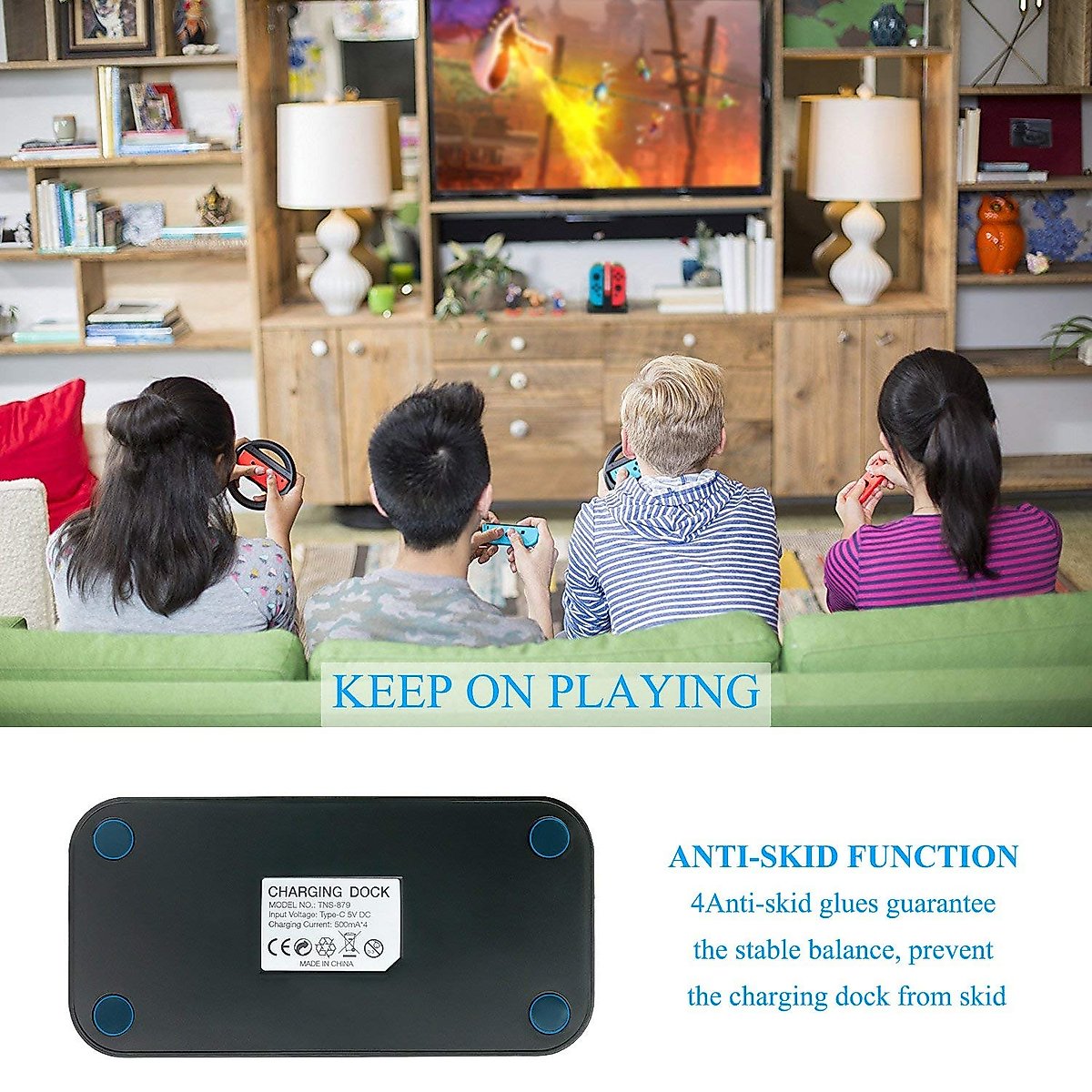 Charging Dock Station Compatible with Pro Controller/Joy Cons, FYOUNG Controller Charger Replacement for Switch/Switch Lite/Switch OLED with a Type-C Charging Cable- Black